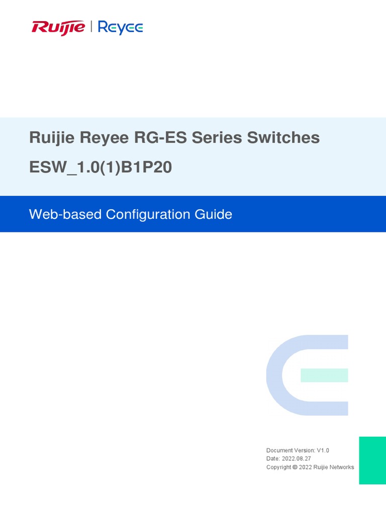 Ruijie Reyee RG-ES2xx Series Switches Web-Based Configuration Guide Release ESW - 1.0 (1) B1P20 ...