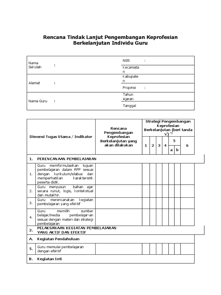 Rencana-Tindak-Lanjut-Kerja-Guru | PDF | Karier & Perkembangan | Bisnis