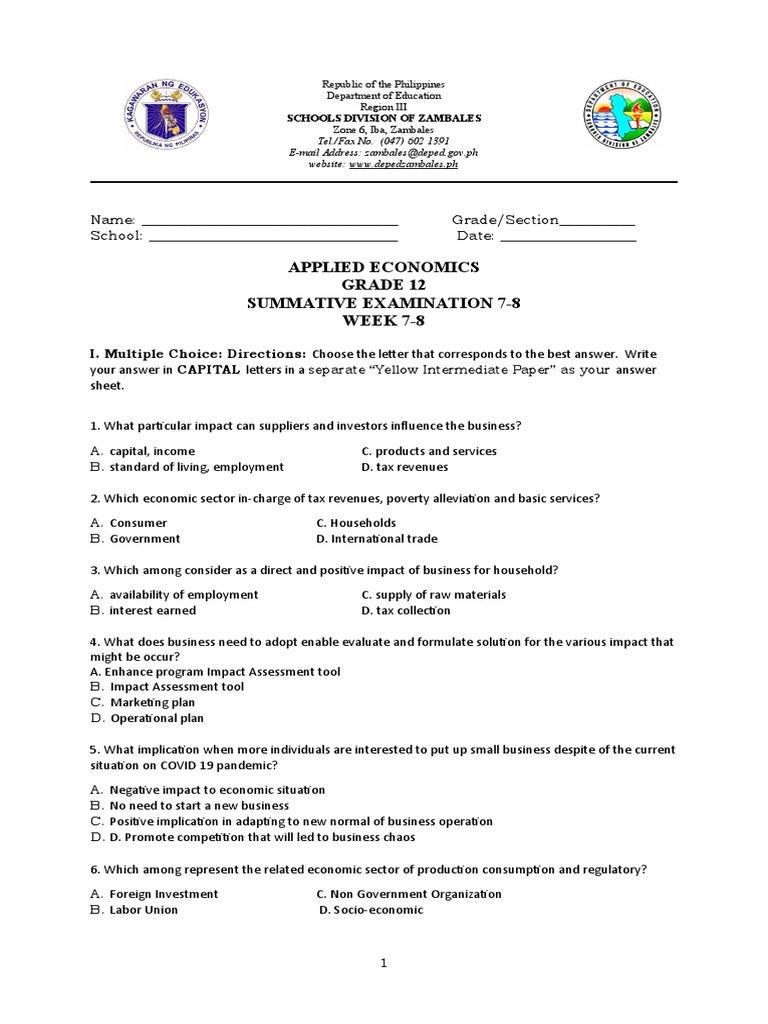 Sum5 Week 7 8 Econ | PDF | Taxes | Employment