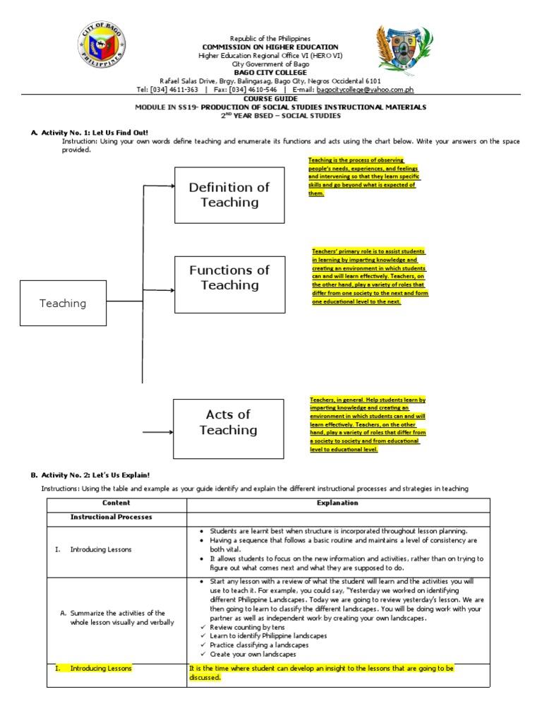 SS 19 Module 1 | PDF | Teaching Method | Teachers