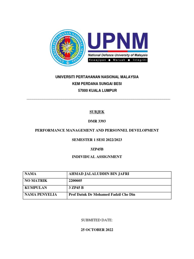 Assignmnt 1 DMR3393 | PDF | Performance Appraisal | Performance Management