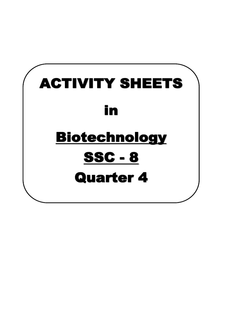 4Q - Biotechnology - Activity Sheets | PDF | Biotechnology ...