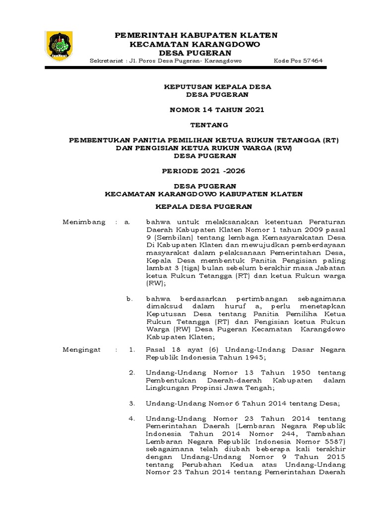 SK Panitia Pilihan RT | PDF