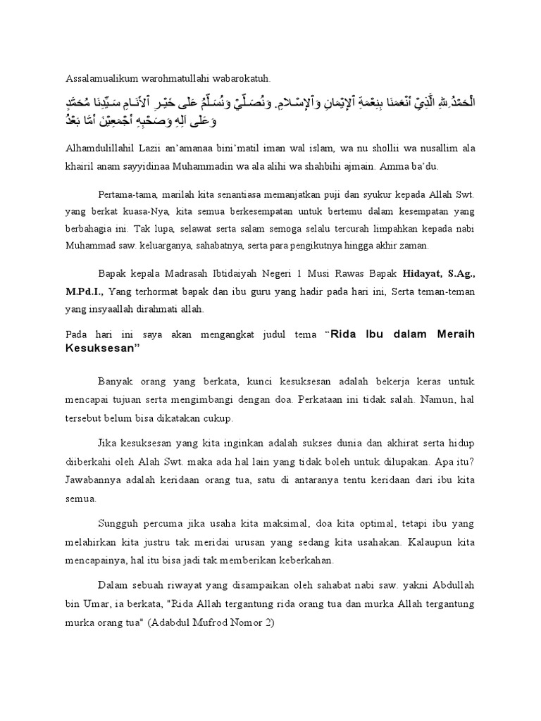 Ridho Ibu Terhadap Kesuksesan | PDF