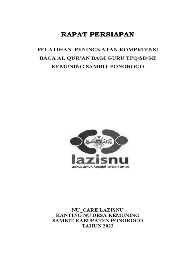 Materi Pelatihan Pendidik TPQ Lazisnu | PDF