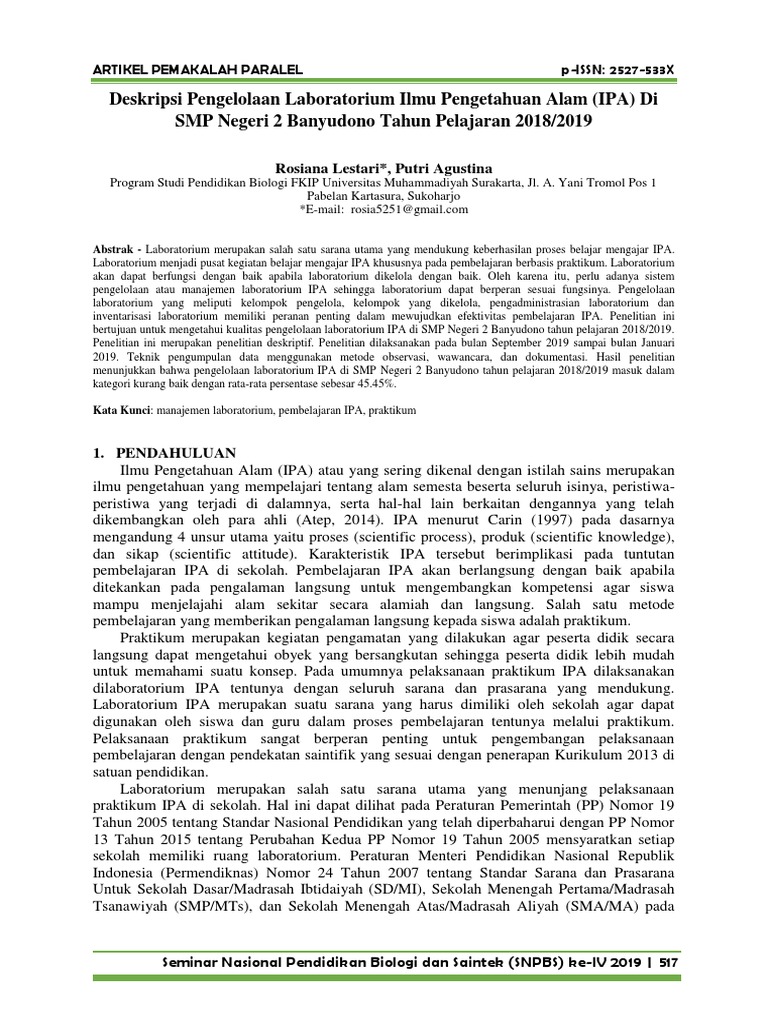 Kondisi Lab IPA | PDF