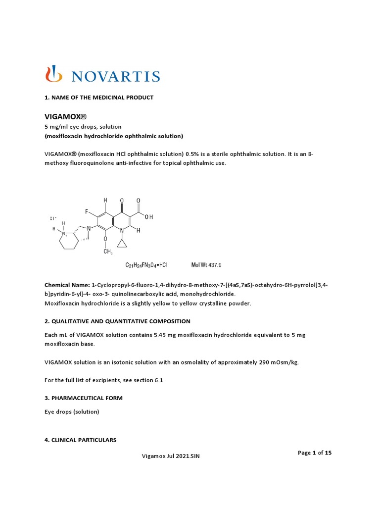 Novartis Vigamox-Product (API+excipient) | PDF | Antimicrobial ...
