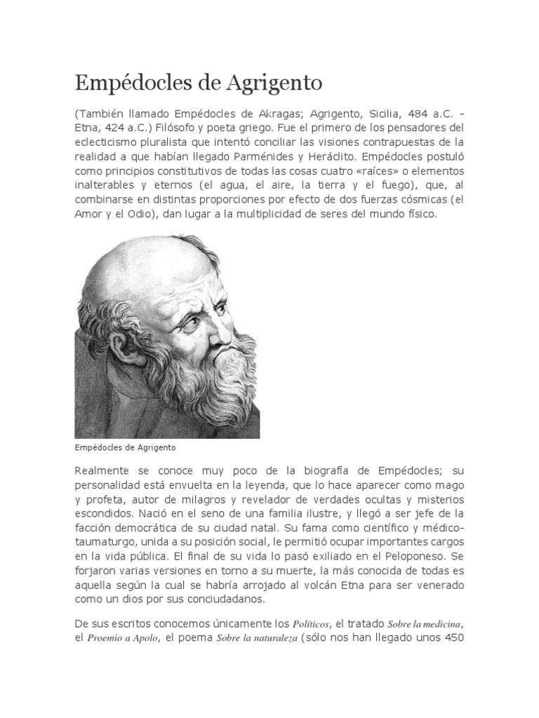 Empédocles: Filosofía y Elementos | PDF