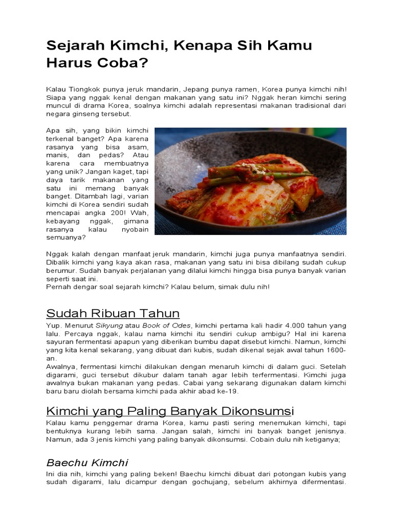 Artikel Sejarah Kimchi | PDF