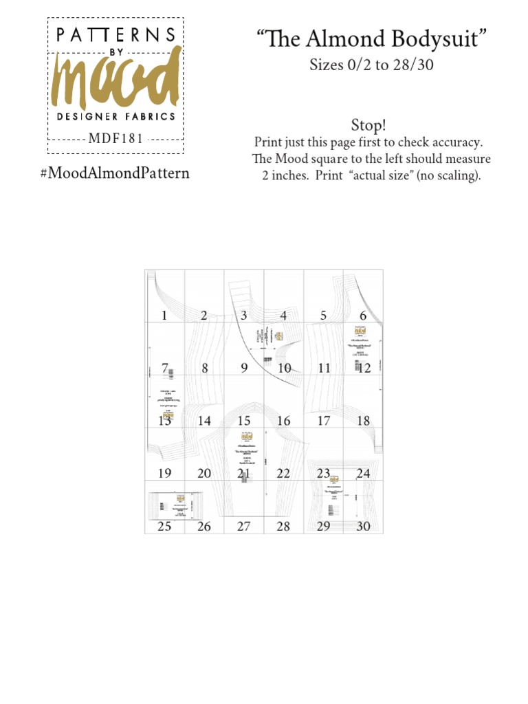 Almond Bodysuit Pattern Guide | PDF