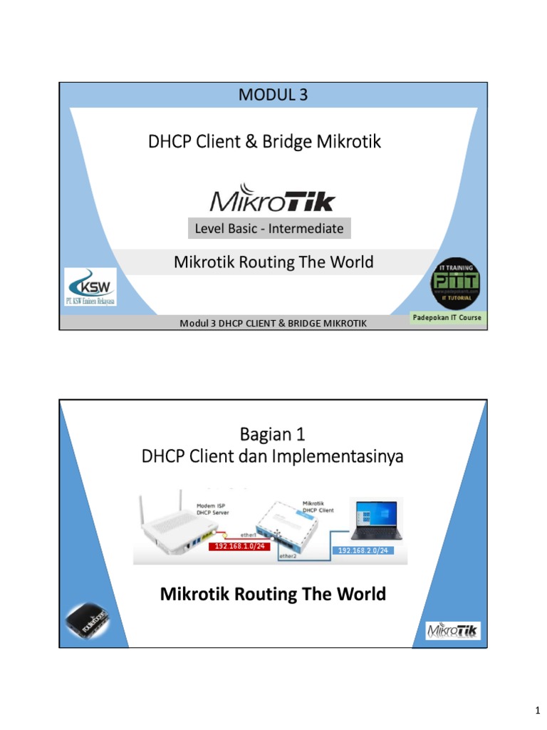 Modul 3 - DHCP Client Dan Bridge Mikrotik | PDF | Griya & Taman