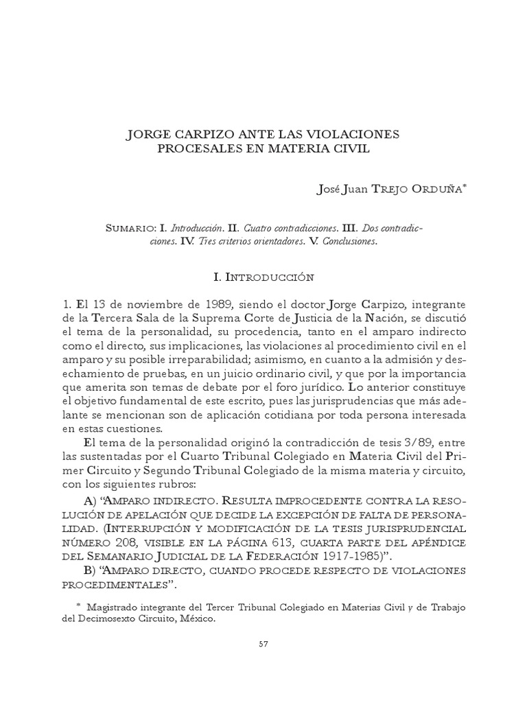Jorge Carpizo Ante Las Violaciones Proce | PDF | Sentencia (ley) | Ley ...