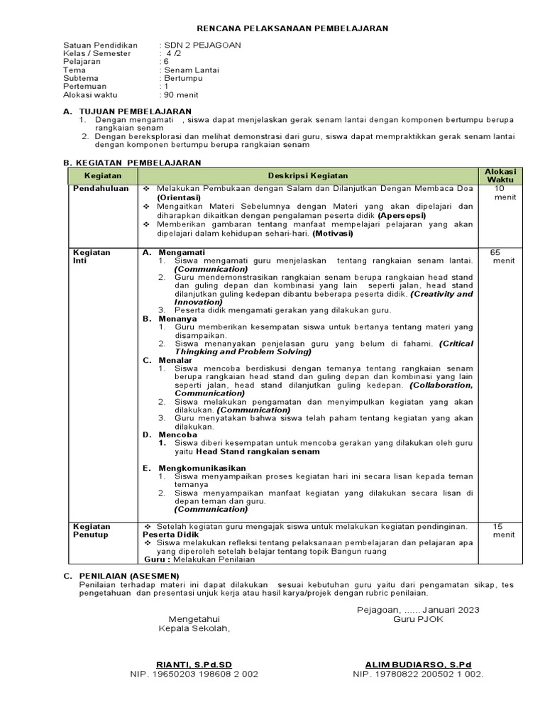RPP Kelas 4 Semester 2 | PDF