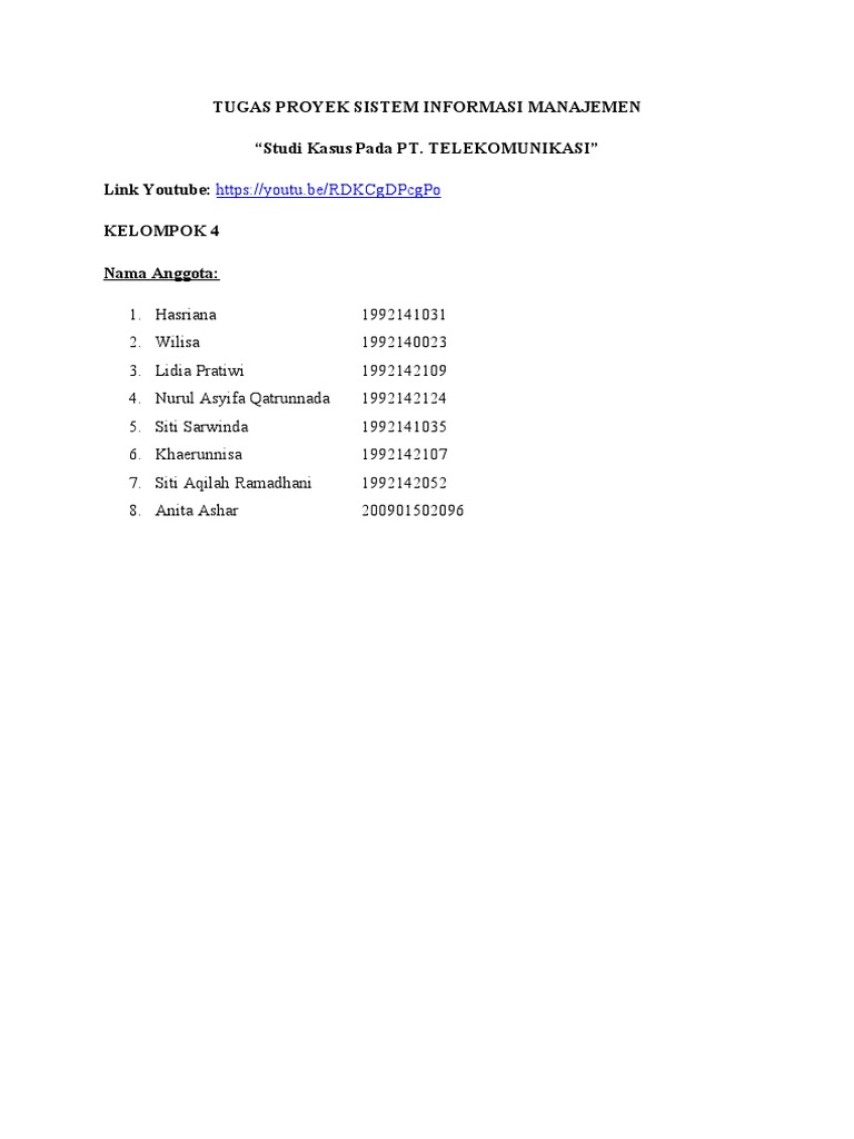 Studi Kasus SIM di PT Telekomunikasi | PDF | Komputer