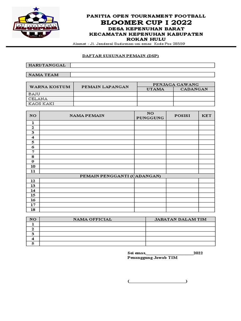 FORMULIR DSP Bloomer Cup 1 | PDF