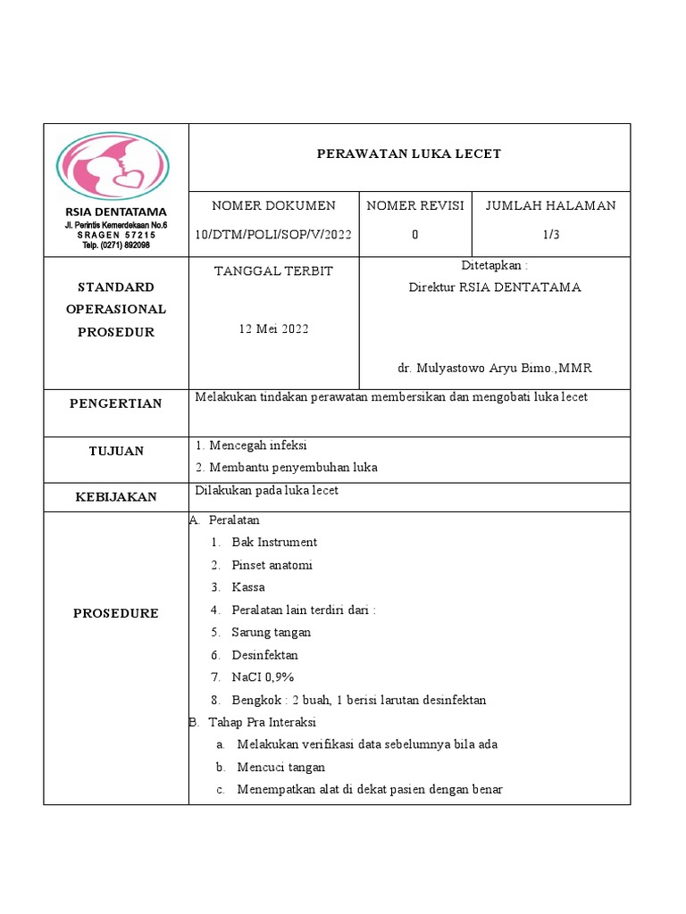 SOP Perawatan Luka Lecet | PDF