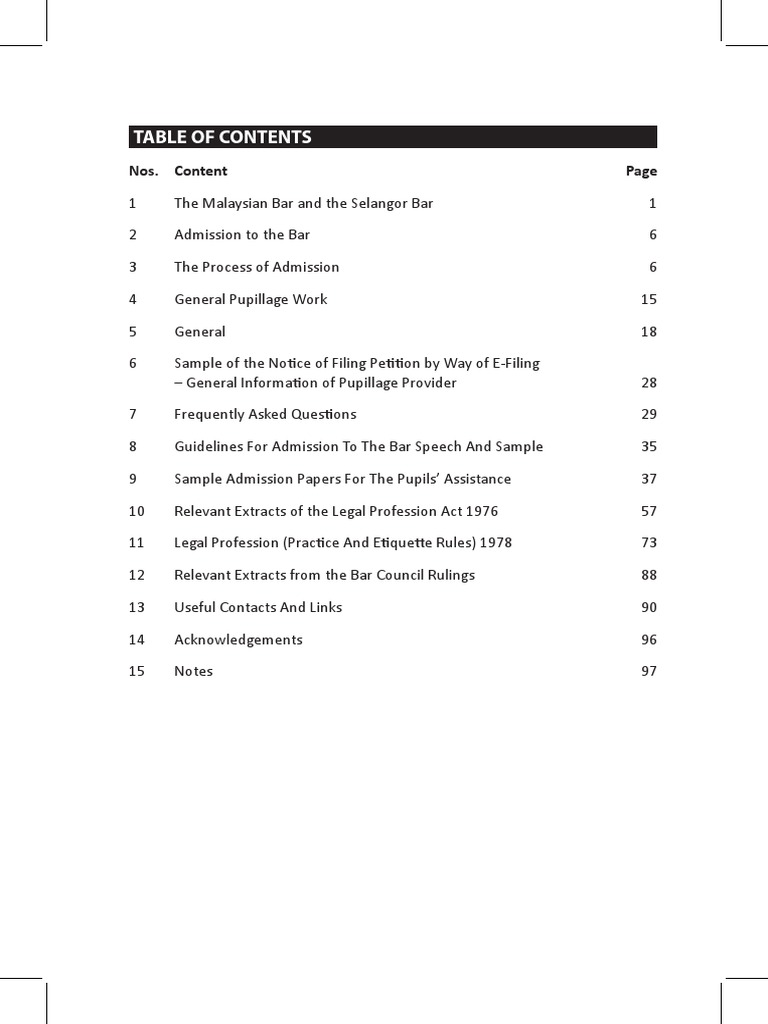 Guide Book-Table of Content | PDF