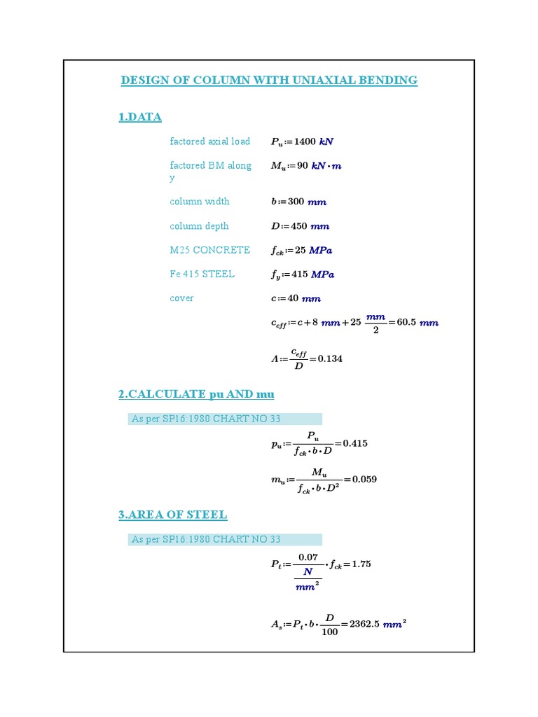 5 - RCC - Uniaxial Bending Column | PDF | Civil Engineering | Economic Sectors