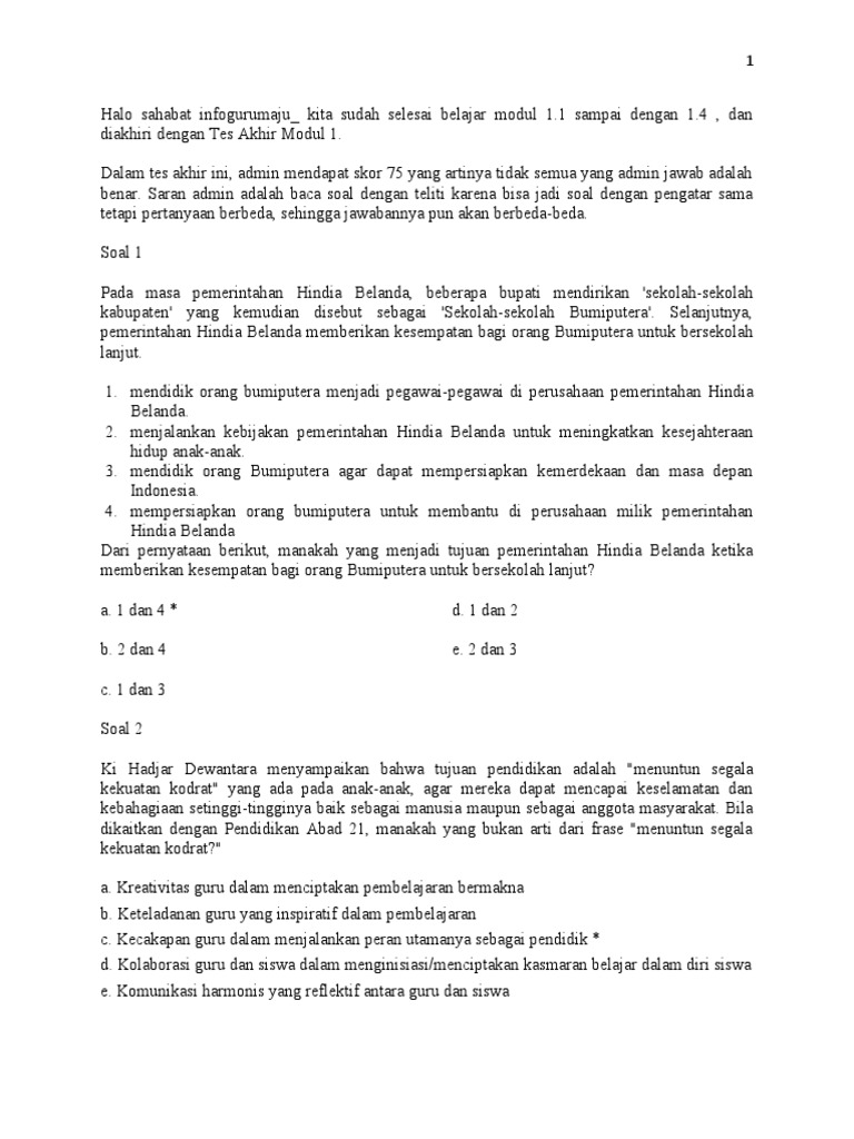 Soal Latihan Evaluasi CGP | PDF | Karier & Perkembangan | Pengembangan Diri