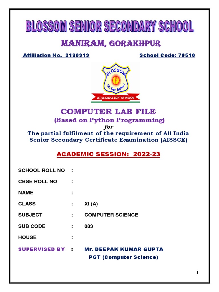 Class 11 Practical Record File 2022-23 | PDF | Numbers | Letter Case