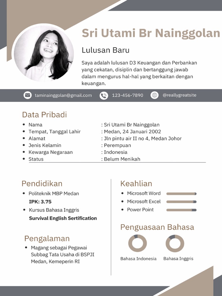 Putih Dan Abu Abu Sederhana Modern CV Lulusan Baru Resume | PDF
