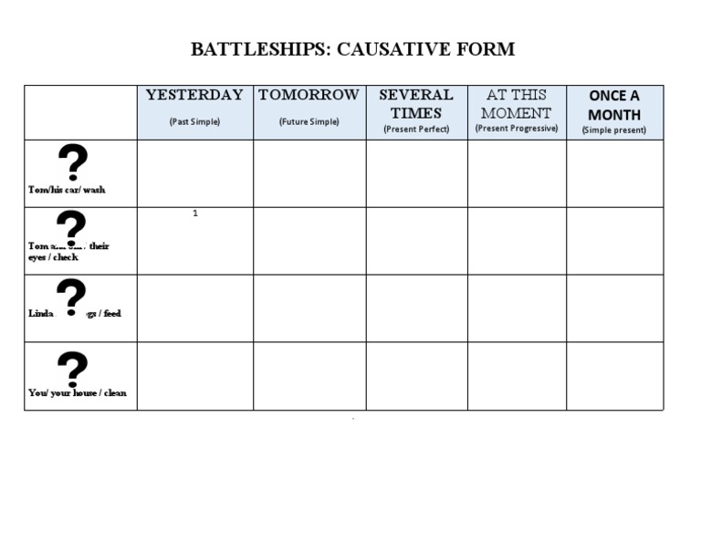 CAUSATIVE Form Battleship | PDF