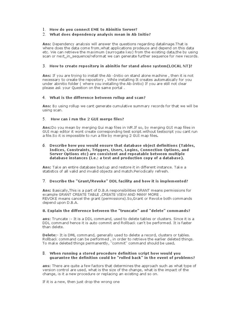 Abinitio-Faqs | PDF | Database Index | Parameter (Computer Programming)