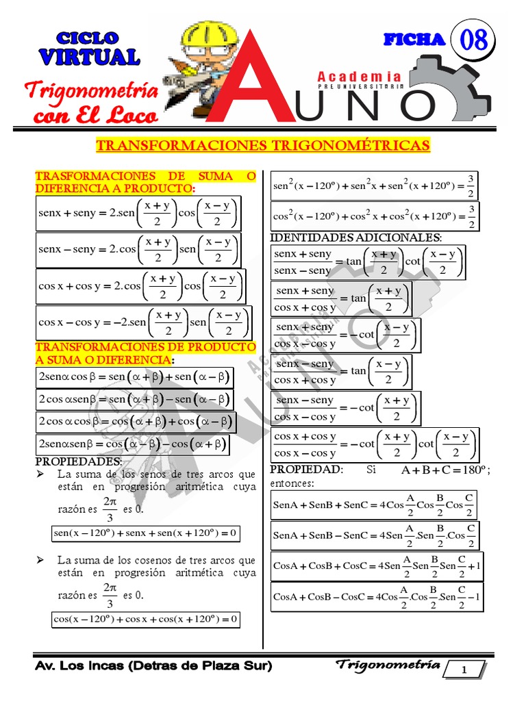 Transformaciones Trigonometricas II | PDF | Matemáticas | Análisis ...