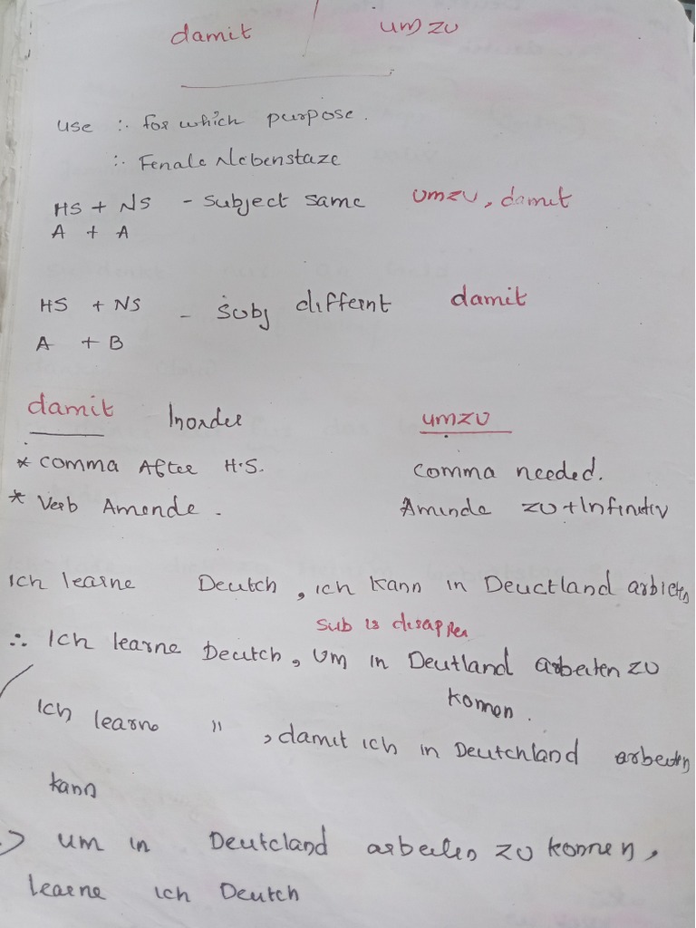 Damit & Um..zu | PDF Damit & Um..zu | PDF