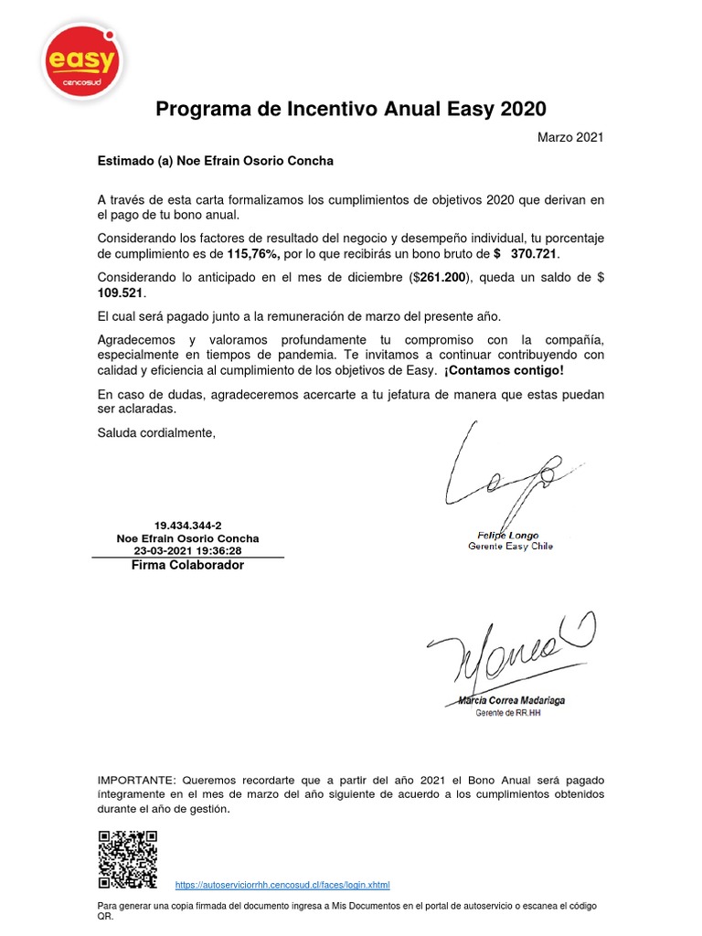 Bono Anual Easy 2020 | PDF | Crecimiento personal y profesional ...