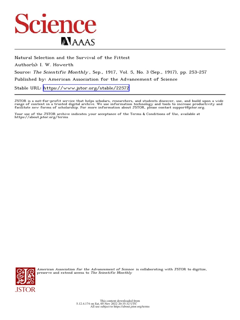 Howerth - Natural Selection and The Survival of The Fittest | PDF ...