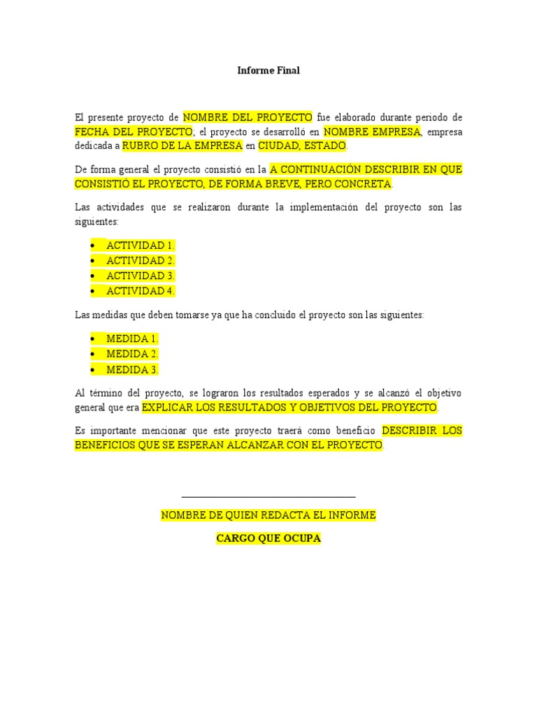 Formato de Informe Final | PDF