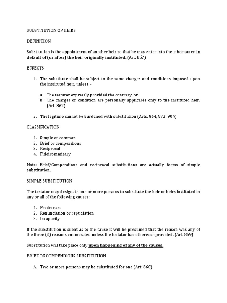 Succession Notes - Finals - 2018 | PDF | Will And Testament | Private Law