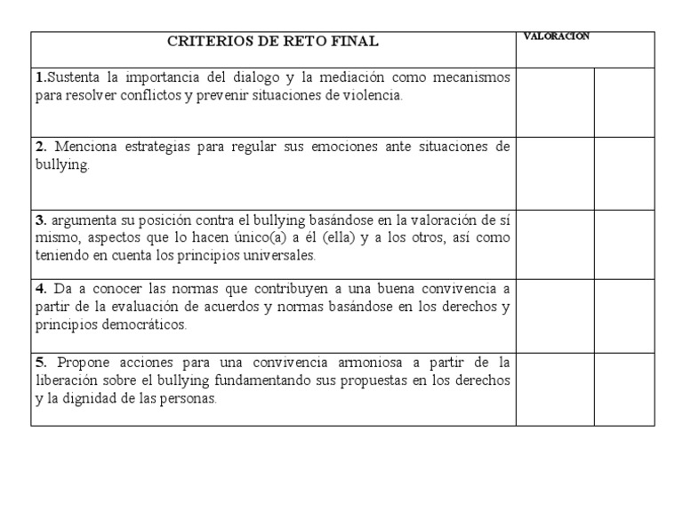 Criterios de Reto Final | PDF