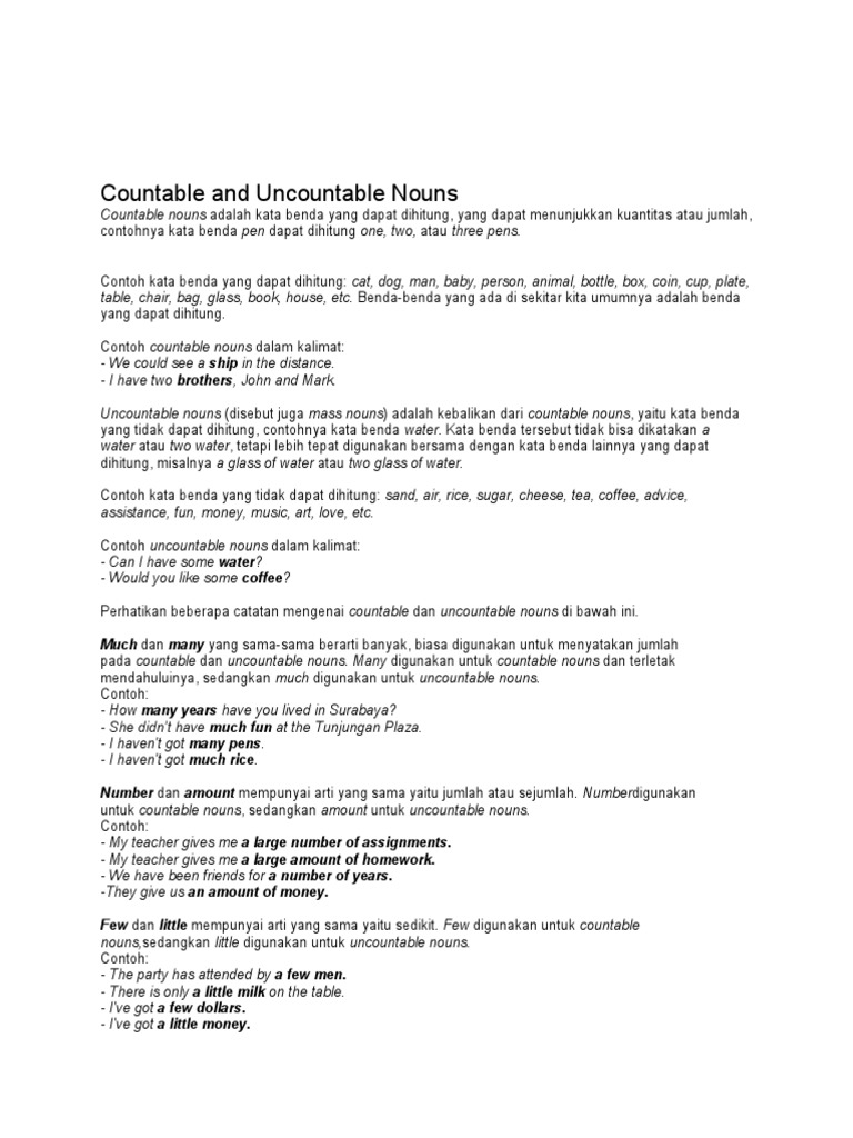 Countable and Uncountable Nouns | PDF