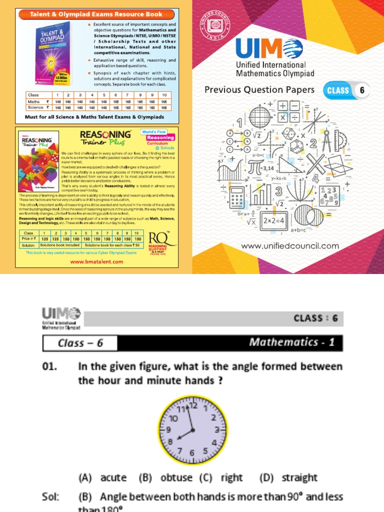 UIMO CLASS 6 Past 8 Papers Reduced Size | PDF | Triangle | Geometric Shapes