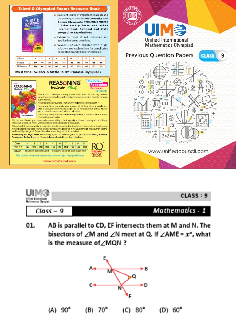 UIMO CLASS 9 Past 8 Papers Reduced Size | PDF | Area | Rectangle