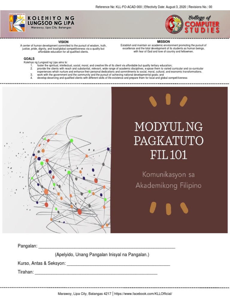 Fil 101 Aralin 5-Module | PDF