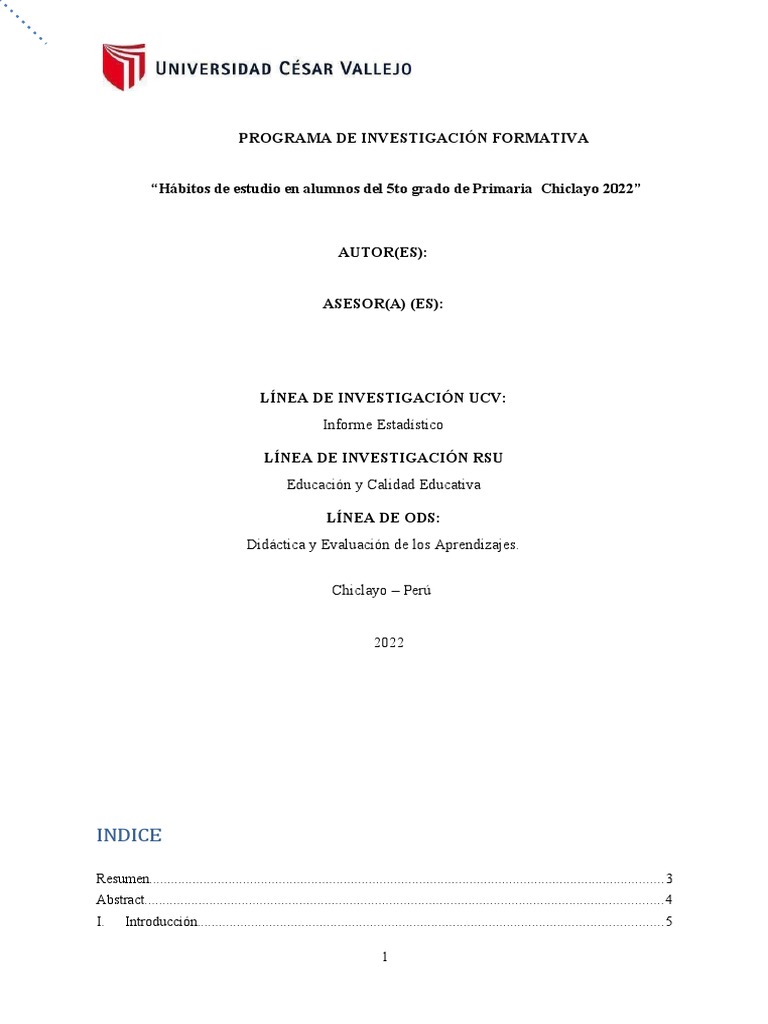 Modelo Informe Estadistico | PDF | Aprendizaje | Estadísticas