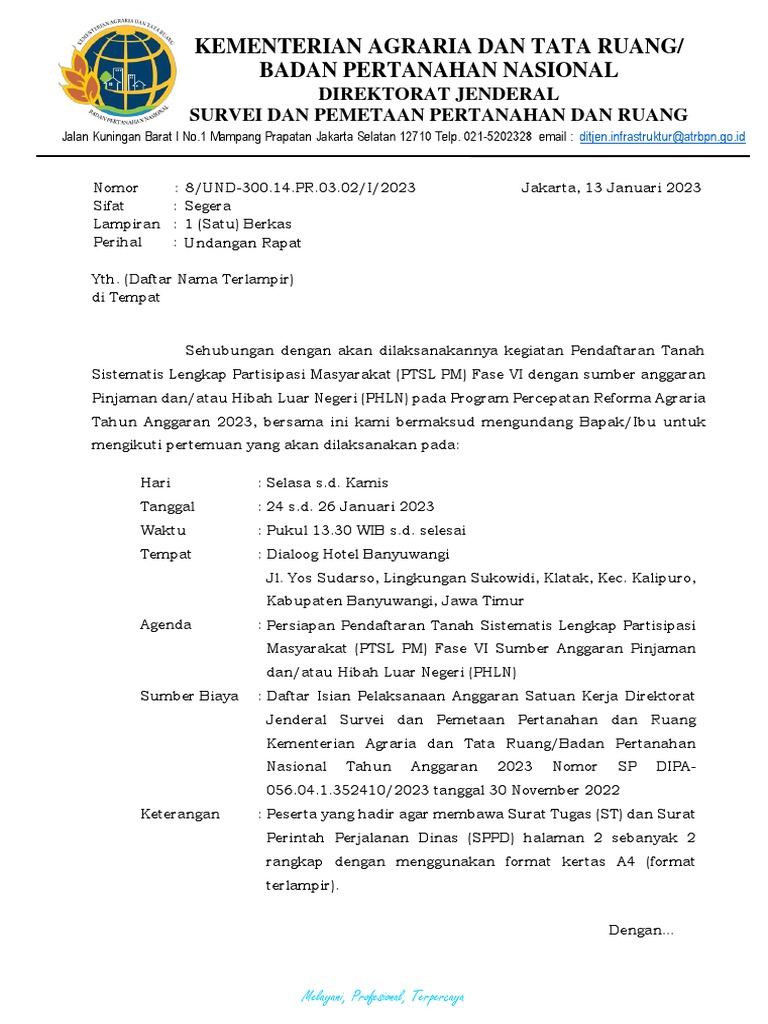 Undangan Rapat PTSL PM Fase VI | PDF