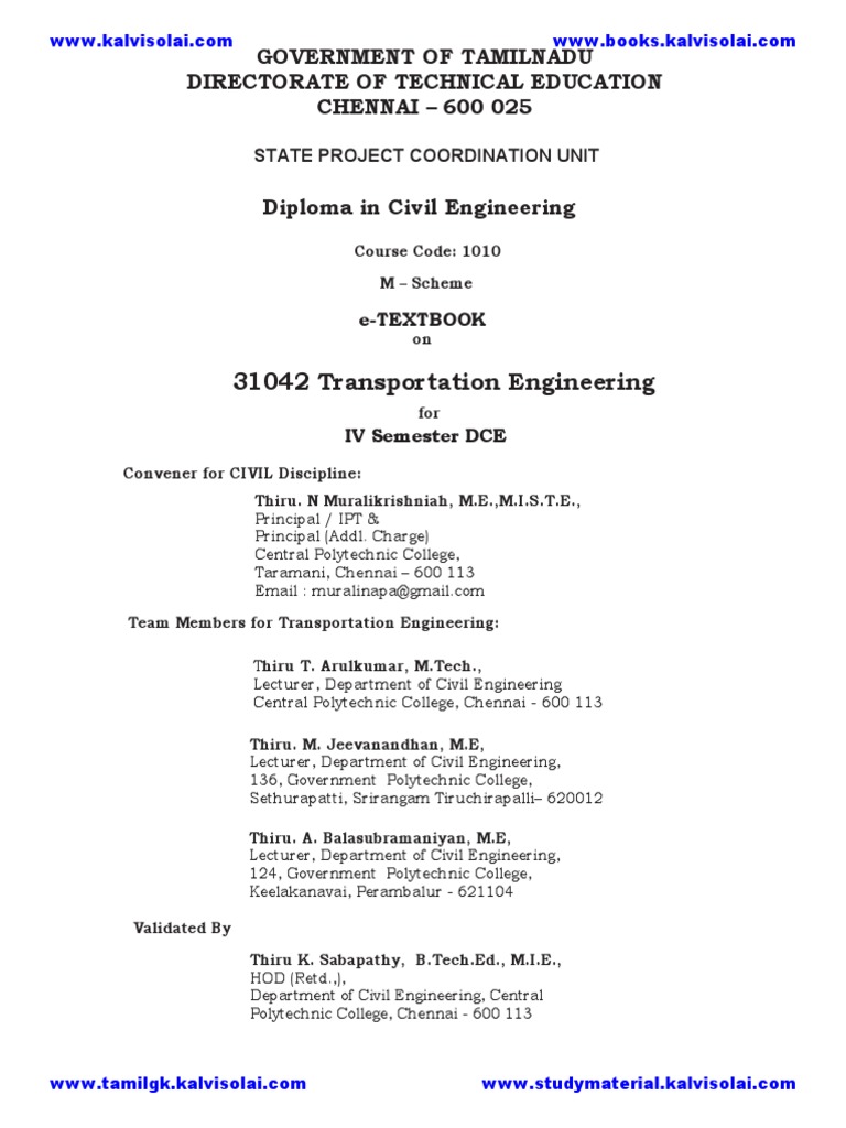 Civil Polytechnic Engineering-Transportation Engineering Semester 4 ...