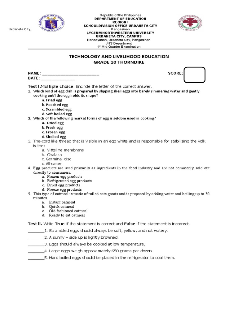 1st To 2nd Quarter Exam JHS | PDF | Stock (Food) | Soup