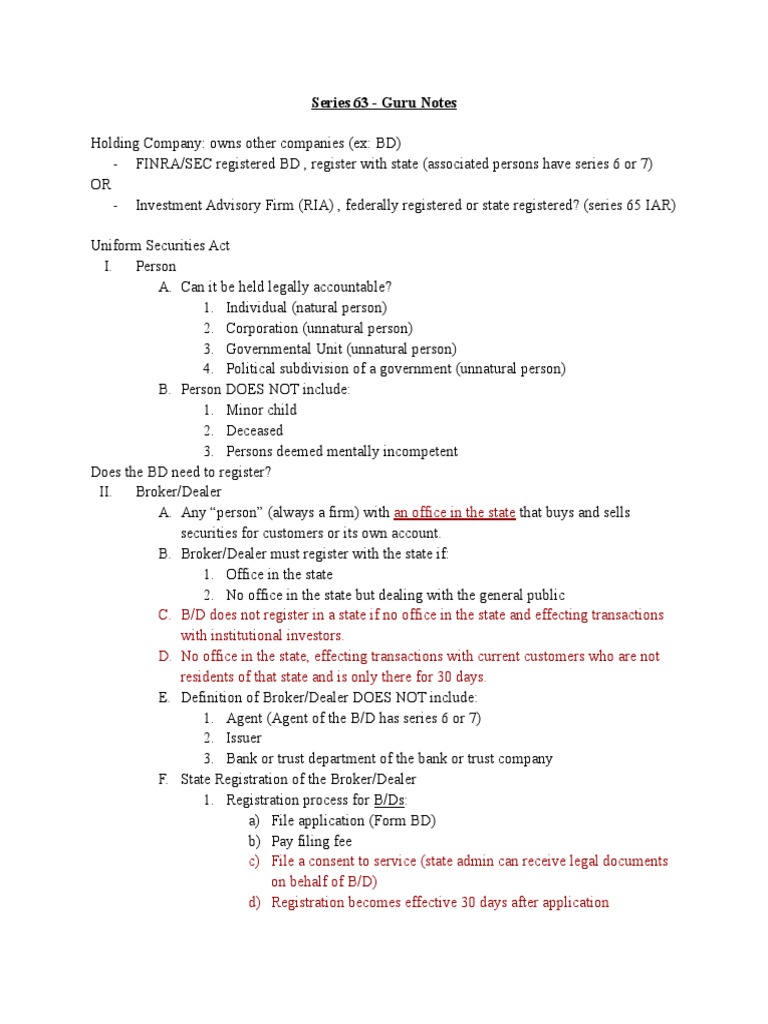 Series 63 Review | PDF | Financial Adviser | Securities (Finance)