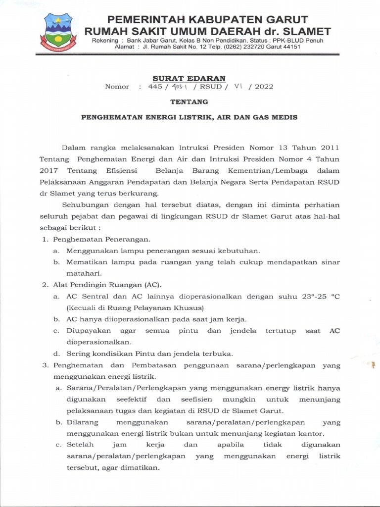 Surat Edaran Hemat Energy | PDF