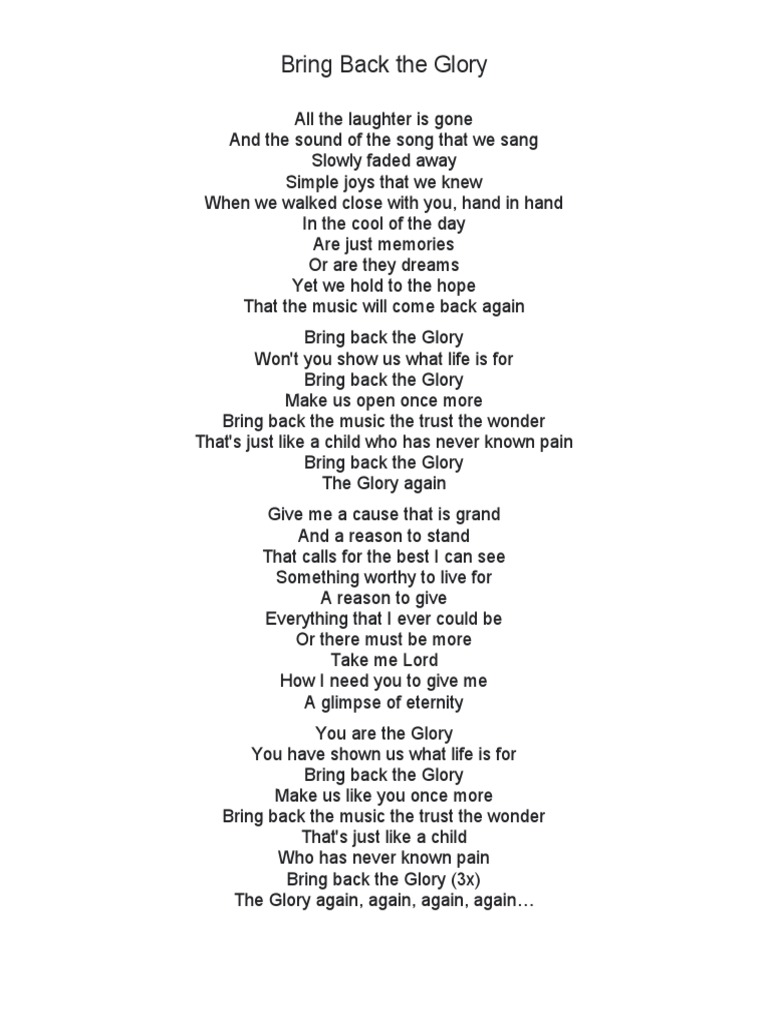 Bring Back The Glory | PDF