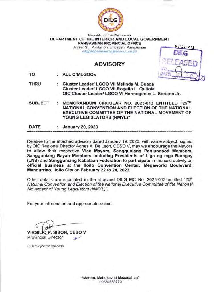 Young Legislators Convention Notice | PDF | Government | Local Government