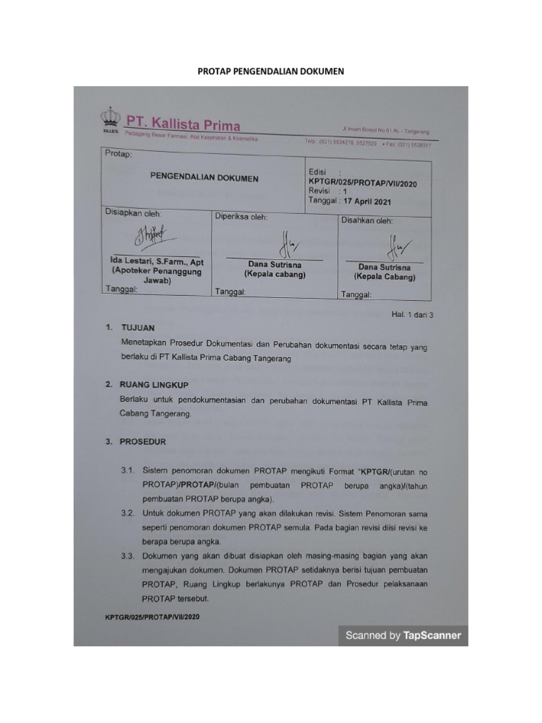 Lamp 2 Protap Pengendalian Dokumen | PDF