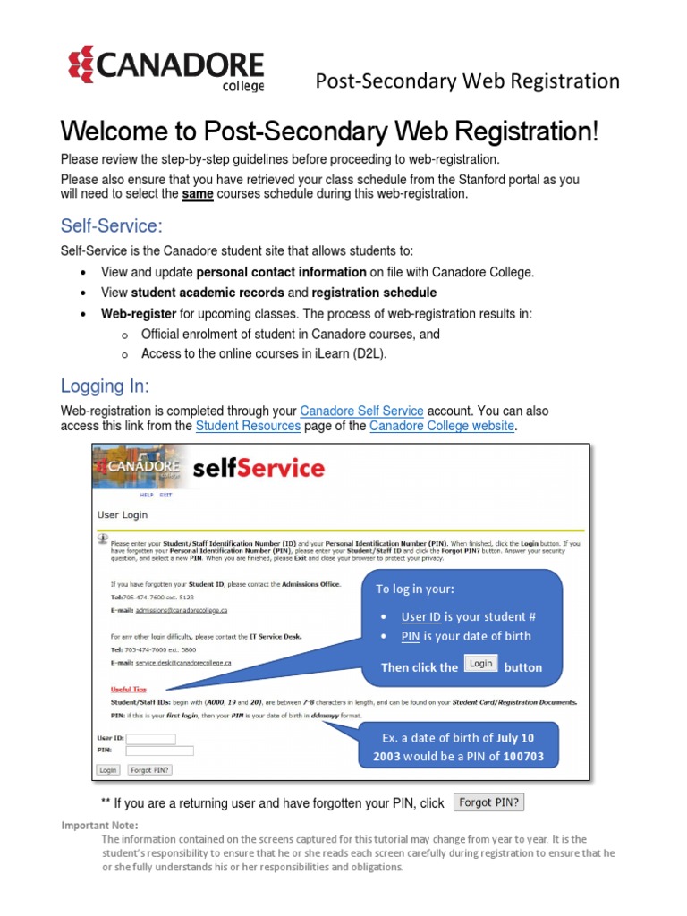 Post-Secondary Web Registration Guide | PDF | World Wide Web | Internet ...