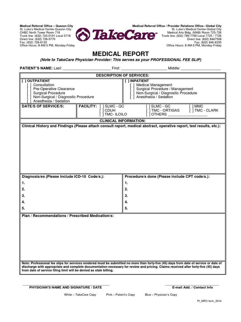 Medical Report Template | PDF | Patient | Surgery