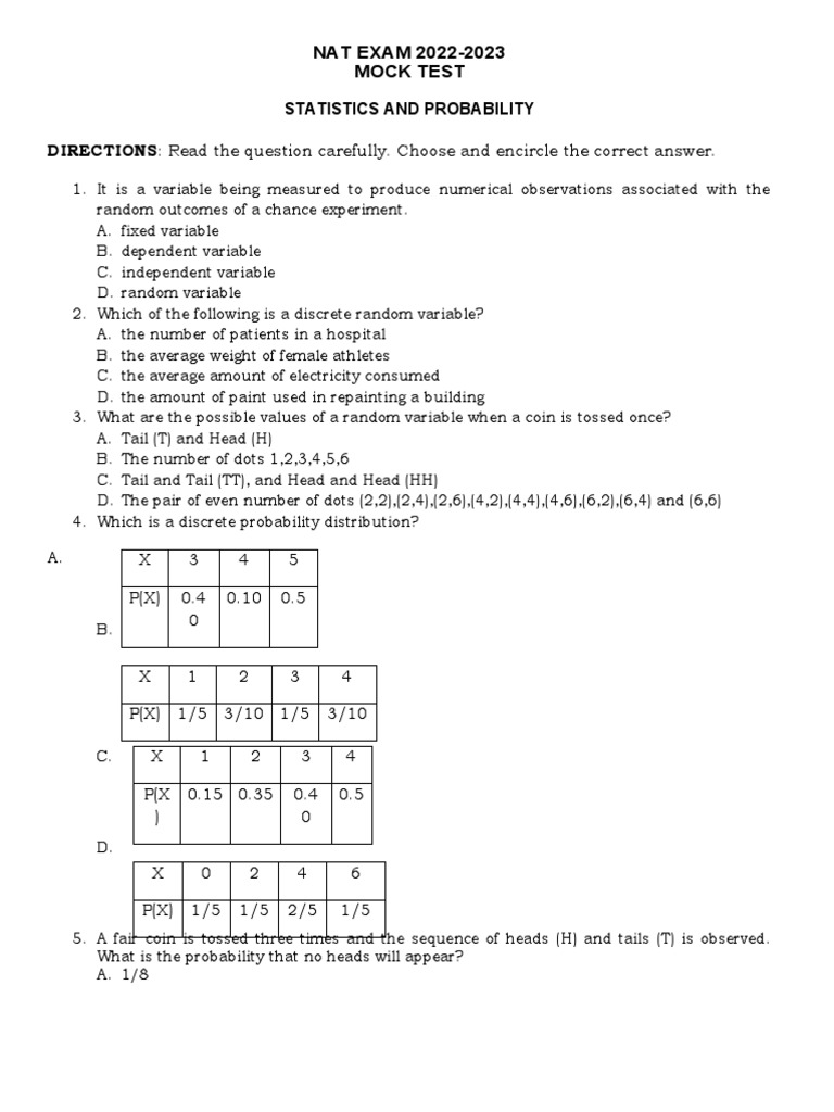 Nat-Statistics and Probability | PDF | Variance | Normal Distribution